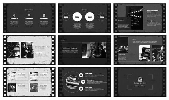 Old Grunge Movie Film Google Slides Theme PowerPoint Template