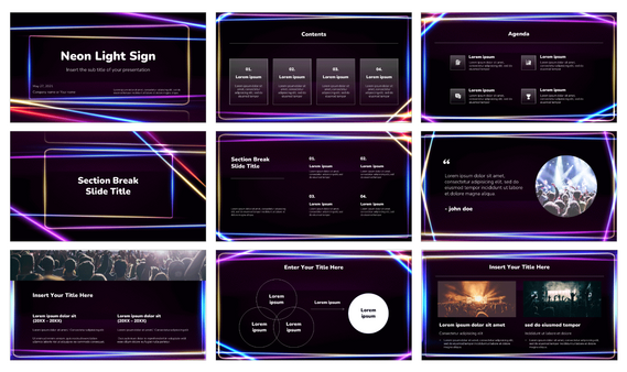 Neon Light Sign Free Google Slides Theme PowerPoint Template
