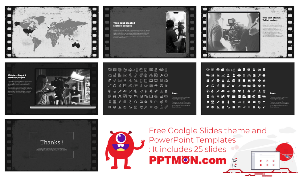 Old Grunge Movie Film Google Slides Theme PowerPoint Template