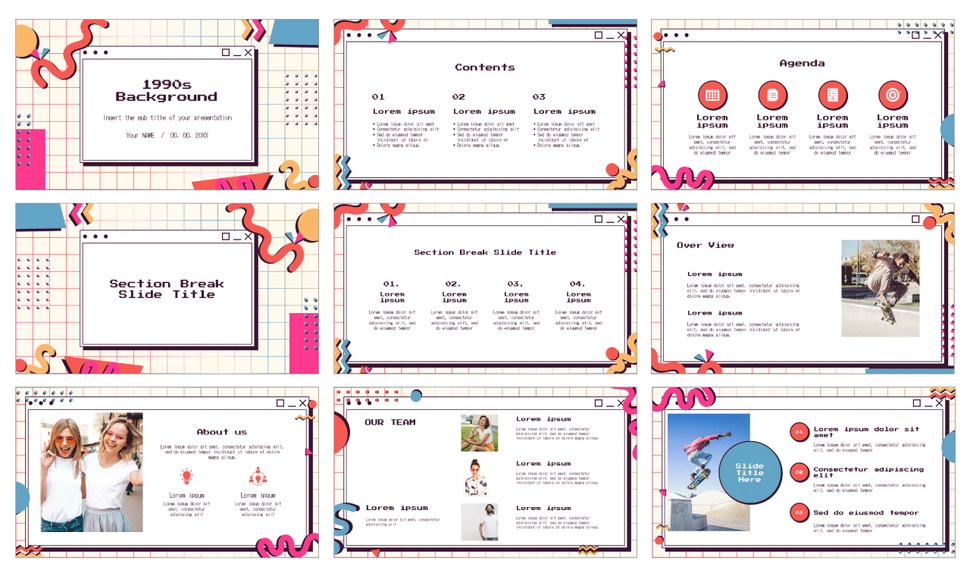 1990s Background Google Slides Themes PowerPoint Templates