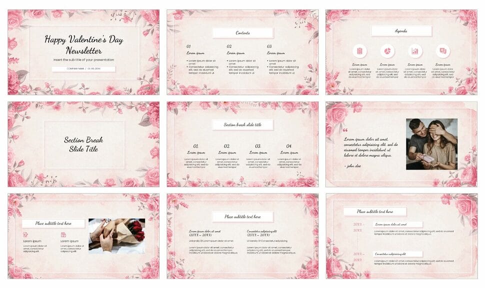 Happy Valentine's Day Newsletter Google Slides PPT Template