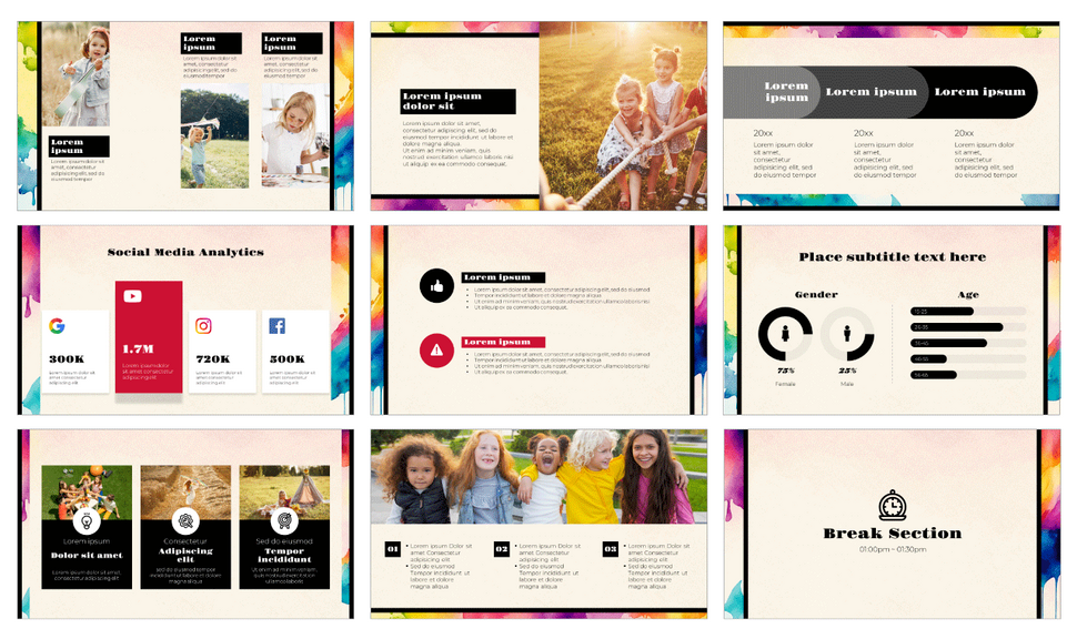 Colorful Watercolor Workshop Google Slides PowerPoint Templates