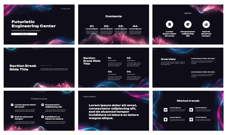 Futuristic Engineering Center Google Slides PowerPoint Templates