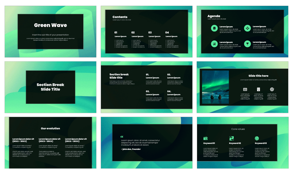 Green Wave Free Google Slides Theme PowerPoint Template