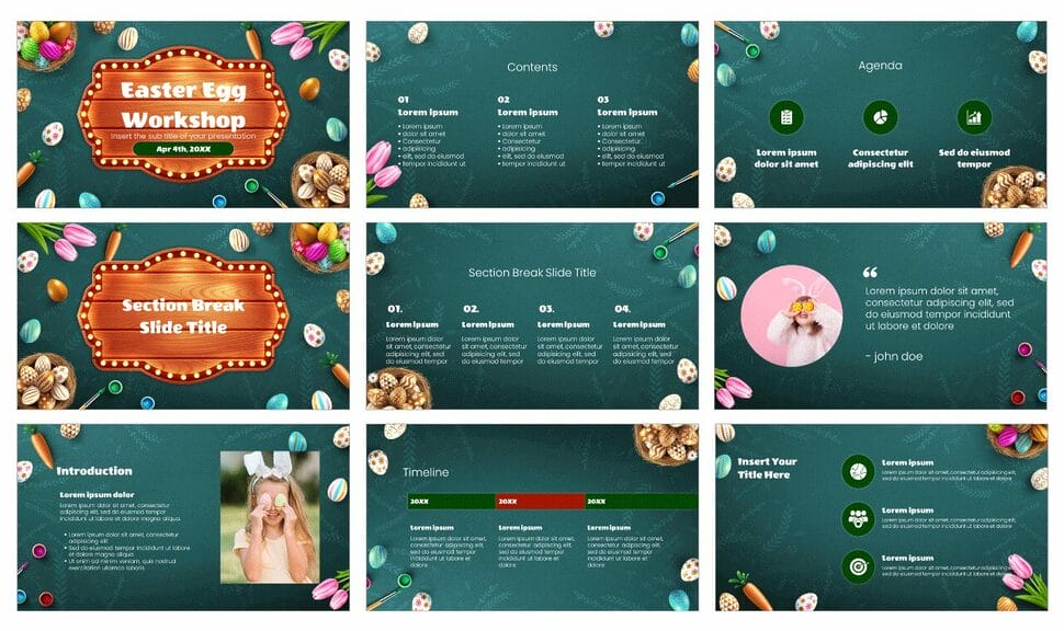 Easter Egg Workshop Google Slides Theme PowerPoint Template