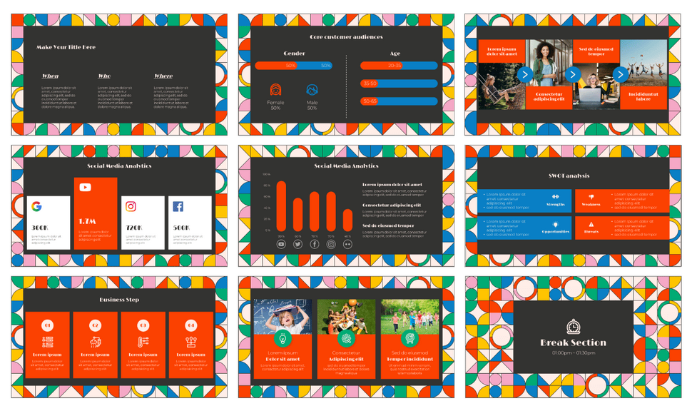 Mosaic Art Patterns Google Slides Theme PowerPoint Template