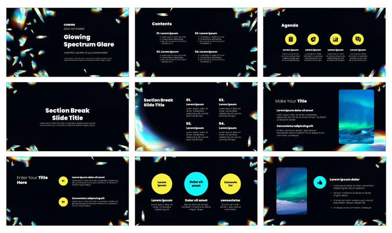 Glowing Spectrum Glare Free Google Slides PowerPoint Templates