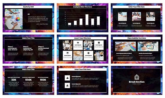 Colorful Ink Splash Google Slides Theme PowerPoint Template