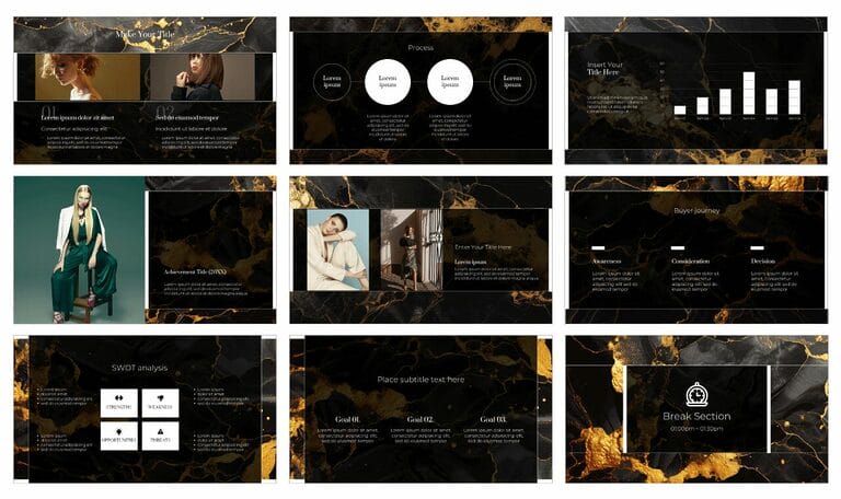 Elegant Natural Black Marble Google Slides PowerPoint Templates