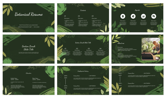 Botanical Resume Google Slides Themes PowerPoint Templates