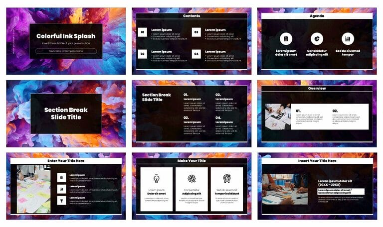 Colorful Ink Splash Google Slides Theme PowerPoint Template