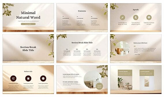 Minimal Natural Wood Google Slides Theme PowerPoint Template