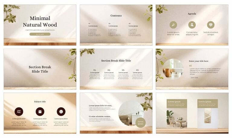 Minimal Natural Wood Google Slides Theme PowerPoint Template