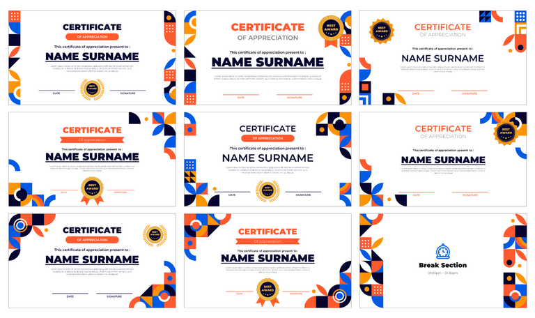 Flat Geometric Certificates Google Slides PowerPoint Templates