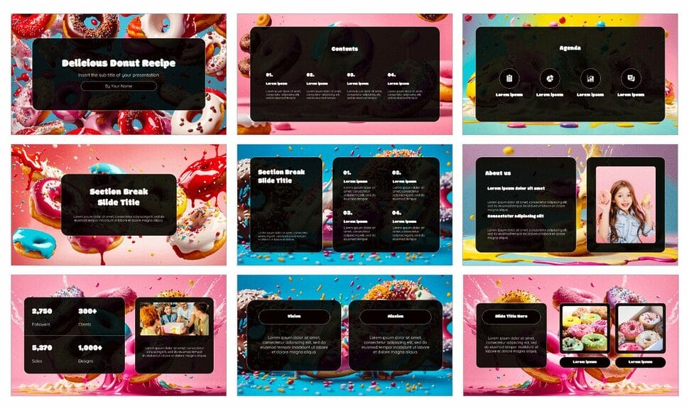 Delicious Donut Recipe Google Slides Theme PowerPoint Template