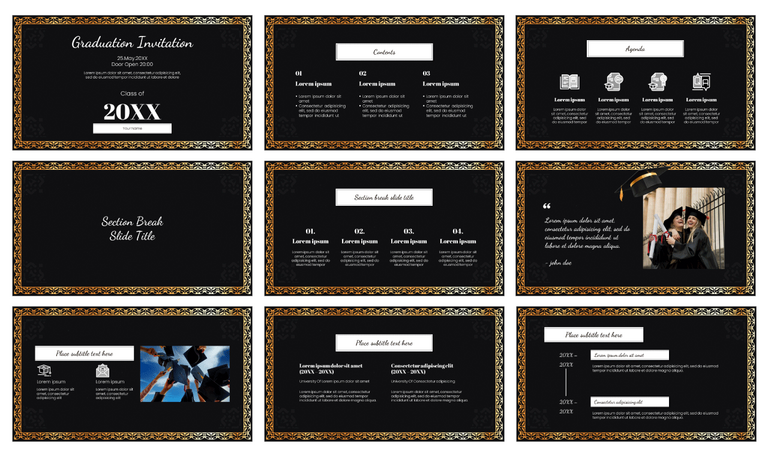 Elegant Graduation Invitation Google Slides PowerPoint Templates