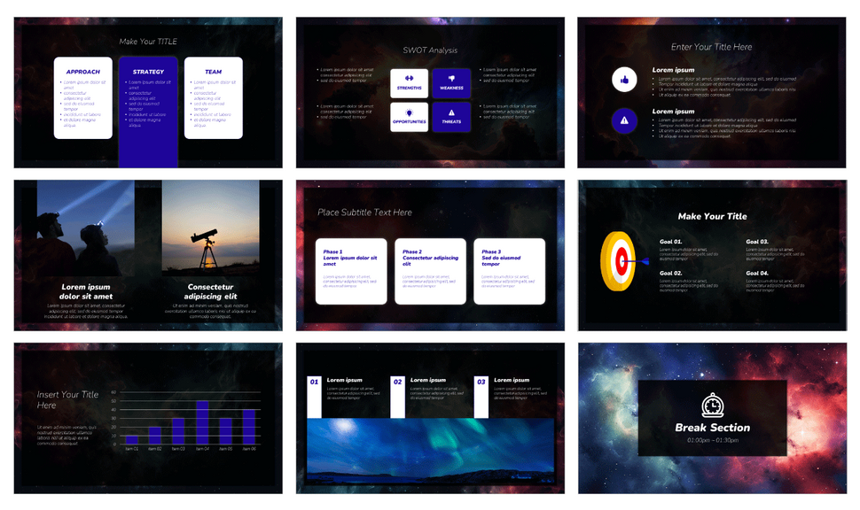 Galaxy Cloud Nebula Google Slides Theme PowerPoint Template