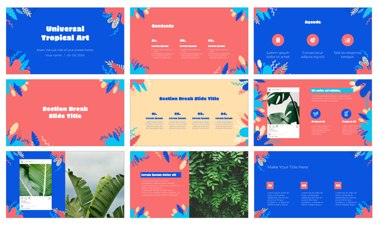 Universal Tropical Art Google Slides Theme PowerPoint Template