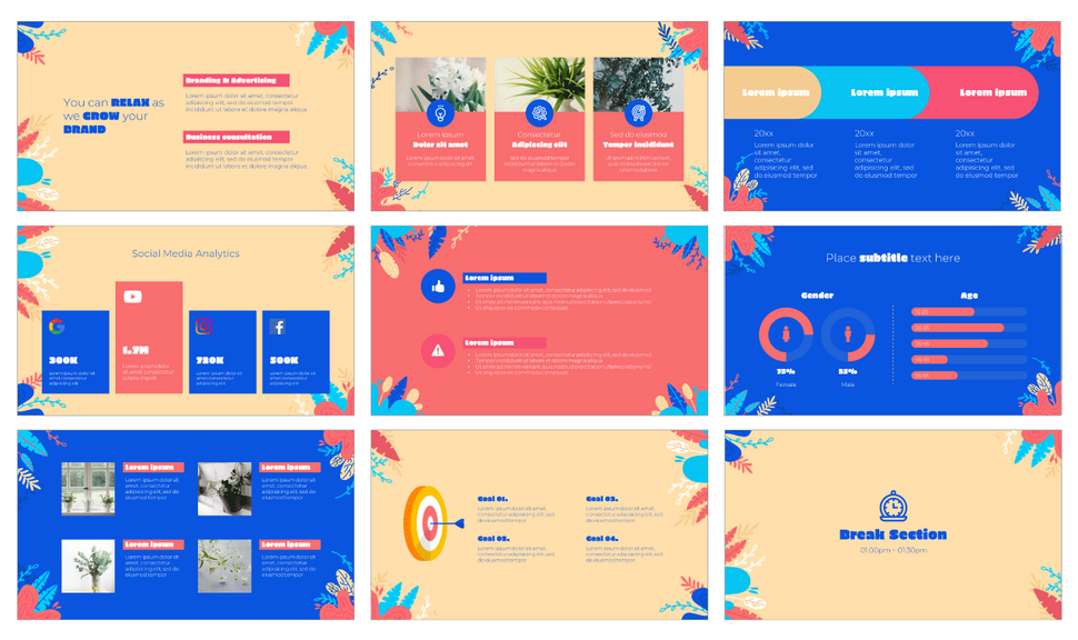 Universal Tropical Art Google Slides Theme PowerPoint Template
