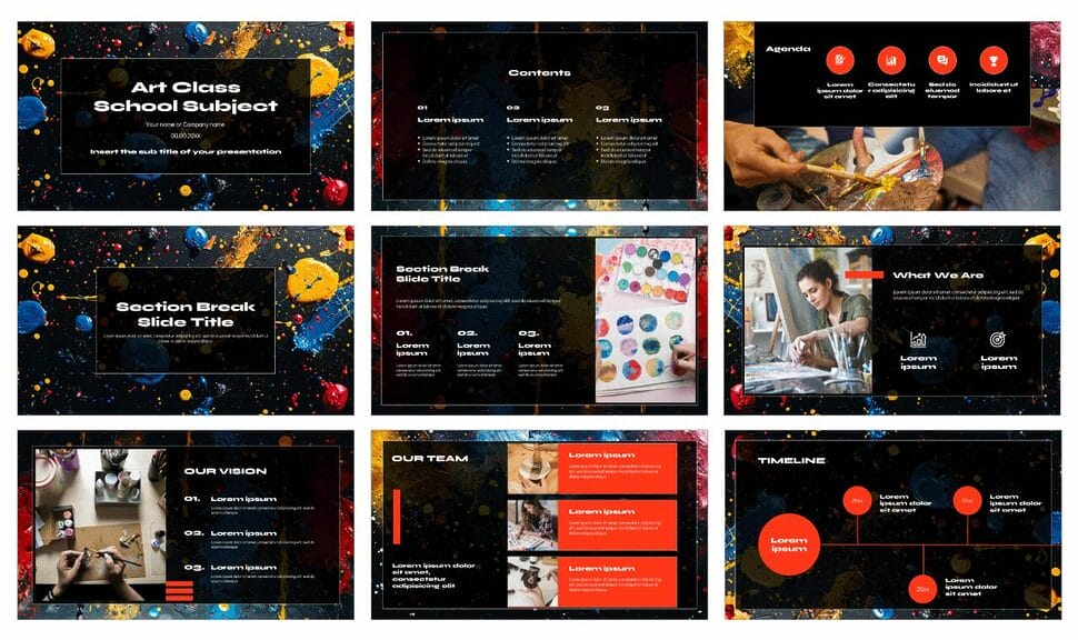 Art Class School Subject Free Google Slides PowerPoint Template