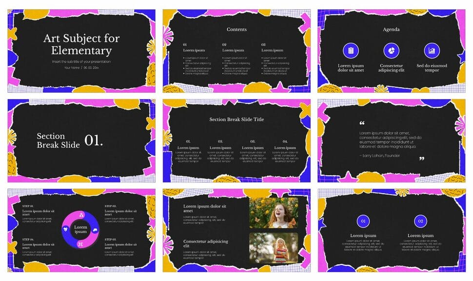 Art Subject for Elementary Google Slides PowerPoint Templates