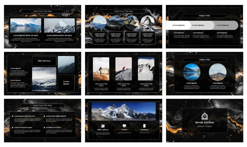 Abstract Painting Black Gold Google Slides PowerPoint Templates