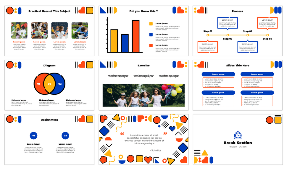 Shapes design education Free Google Slides PowerPoint Template