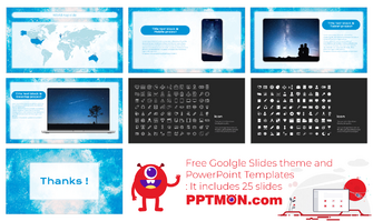 Grunge Blue Watercolor Paper Google Slides PowerPoint Template