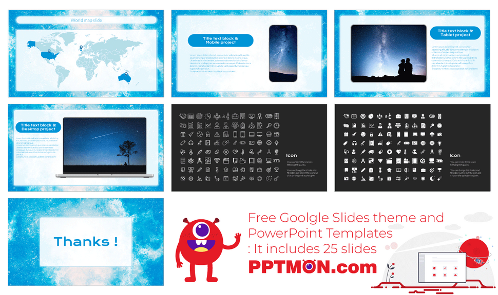 Grunge Blue Watercolor Paper Google Slides PowerPoint Template