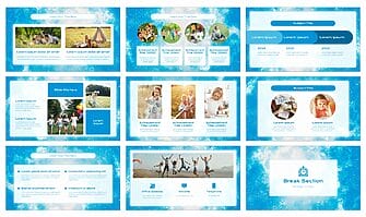 Grunge Blue Watercolor Paper Google Slides PowerPoint Template