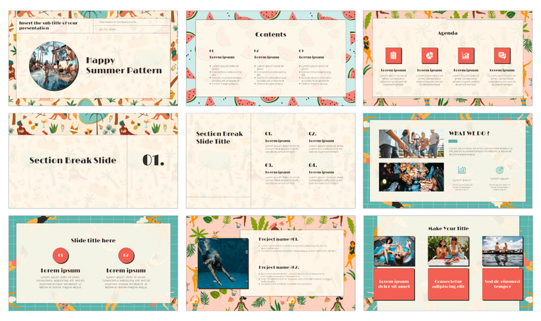 Happy Summer Pattern Google Slides Themes PowerPoint Templates