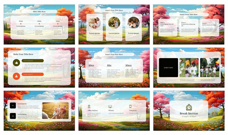 Cartoon Card for Spring Season Google Slides PPT Templates