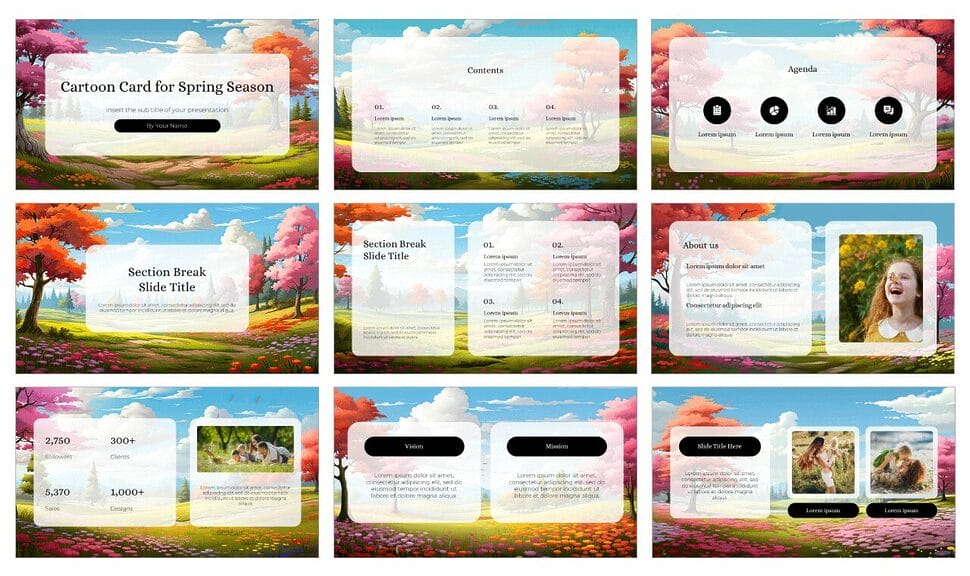 Cartoon Card for Spring Season Google Slides PPT Templates