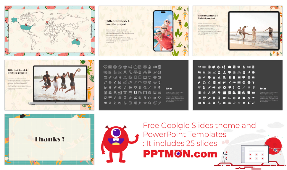 Happy Summer Pattern Google Slides Themes PowerPoint Templates
