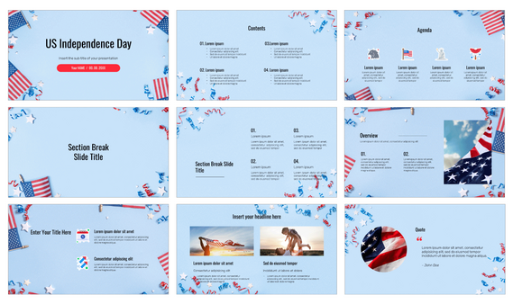 US Independence Day Google Slides Theme PowerPoint Template