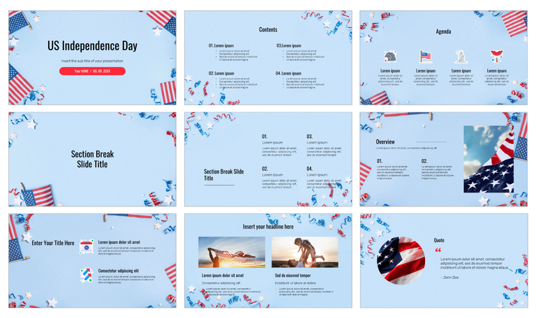 US Independence Day Google Slides Theme PowerPoint Template