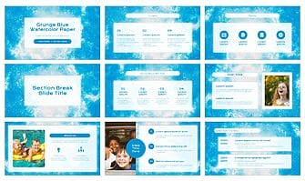 Grunge Blue Watercolor Paper Google Slides PowerPoint Template