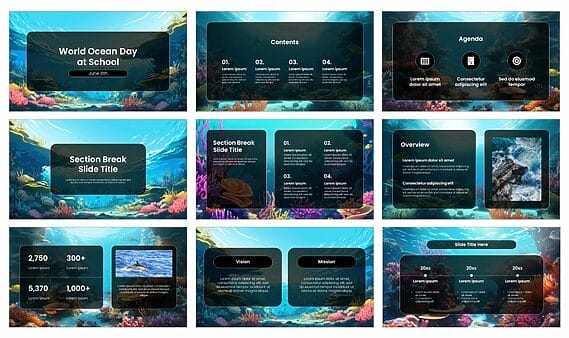 World Ocean Day at School Google Slides PowerPoint Templates