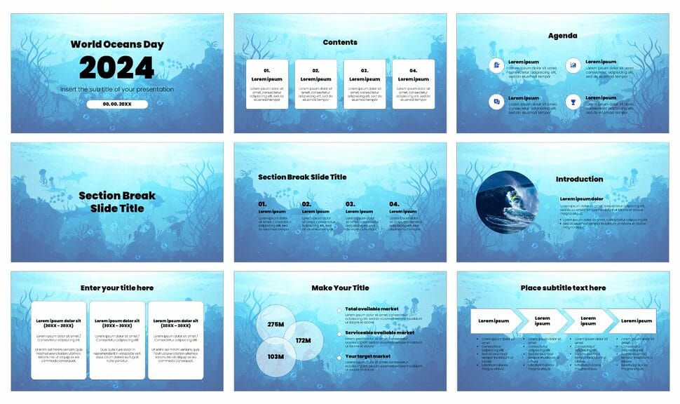 World Oceans Day 2024 Free Google Slides PowerPoint Templates