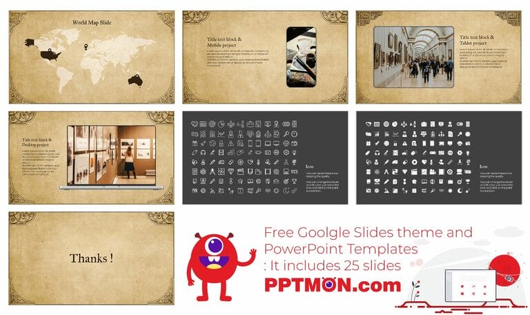 Art Deco Vintage Frame Free Google Slides PowerPoint Templates