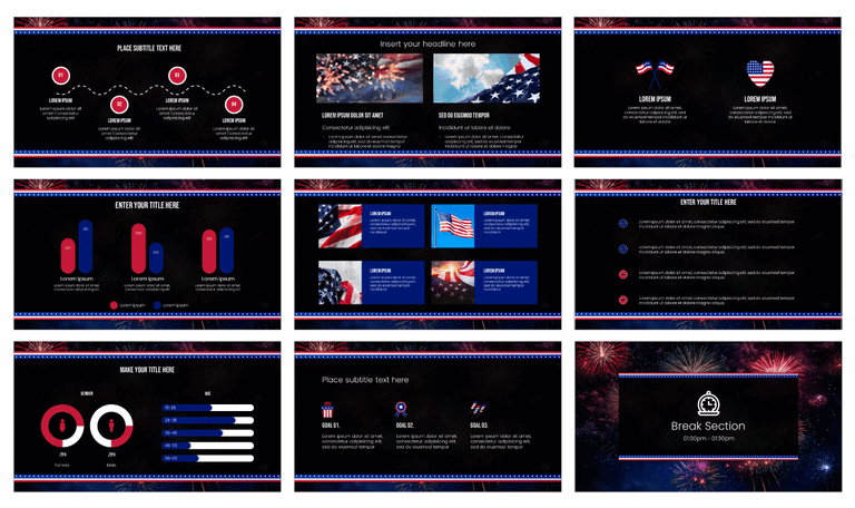 Independence Day for USA Google Slides PowerPoint Templates