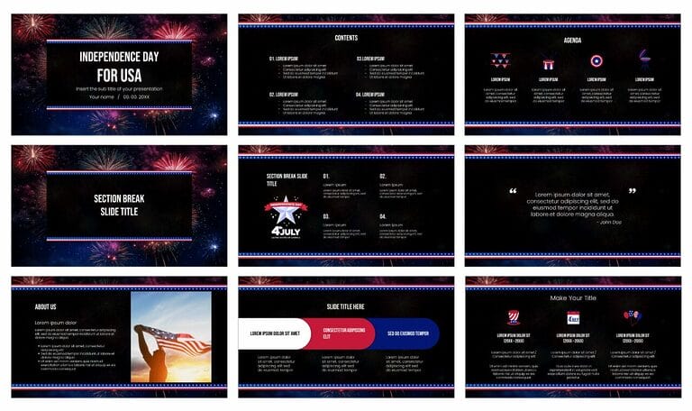 Independence Day for USA Google Slides PowerPoint Templates