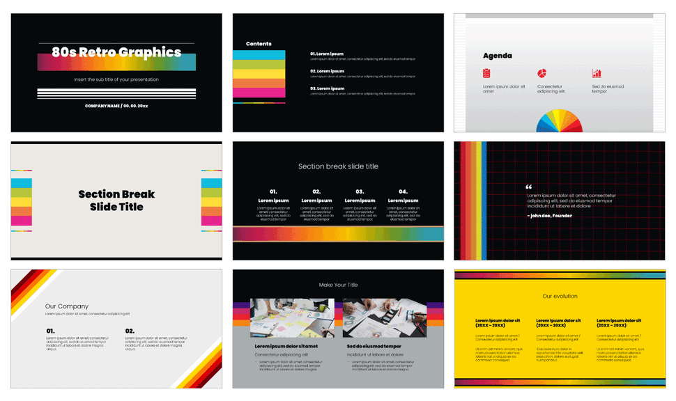 80s Retro Graphics Presentation Templates - Google Slides & PPT