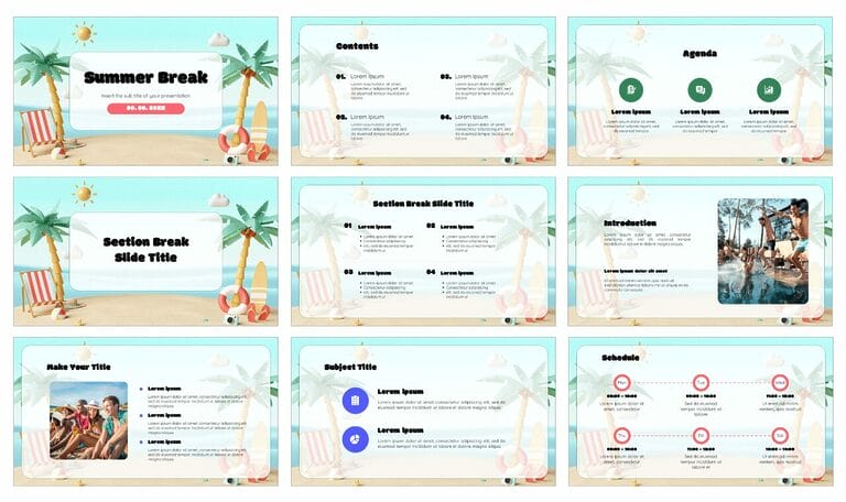 Summer Break Free Presentation Templates -Google Slides & PPT