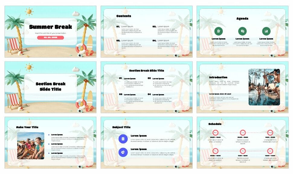 Summer Break Free Presentation Templates -Google Slides & PPT
