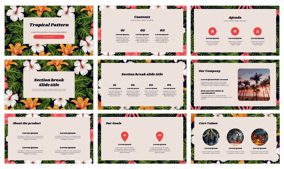 Tropical Pattern Presentation Templates -Google Slides PowerPoint