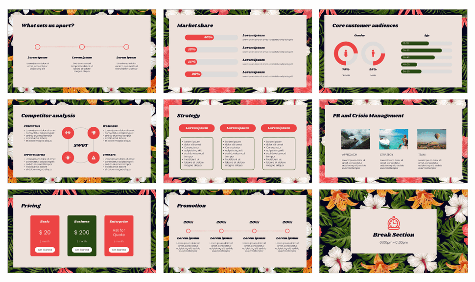 Tropical Pattern Presentation Templates -Google Slides PowerPoint