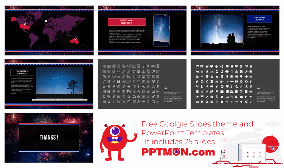 Independence Day for USA Google Slides PowerPoint Templates