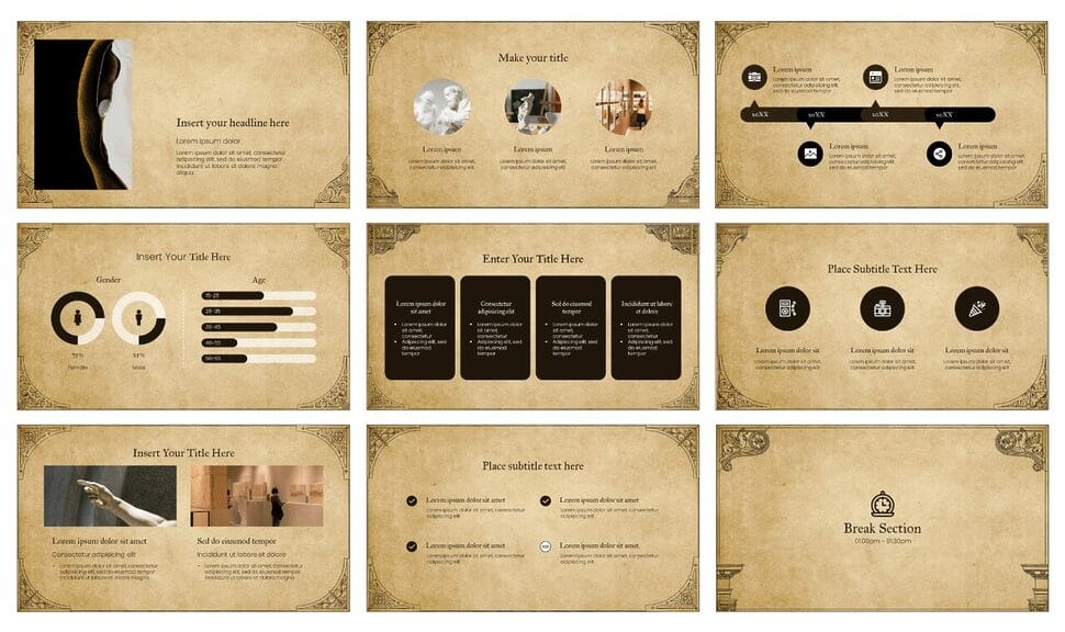 Art Deco Vintage Frame Free Google Slides PowerPoint Templates