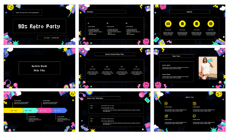 90s Retro Party Free Google Slides Themes PowerPoint templates